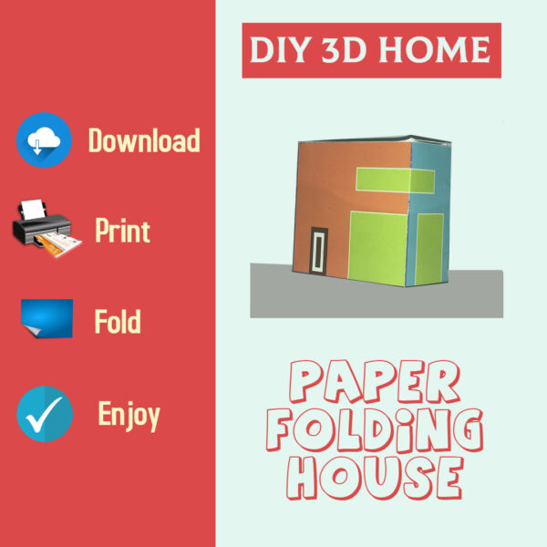 Orange and Green 3D home, DIY Paper folding house, Craft Kit for Kids ...